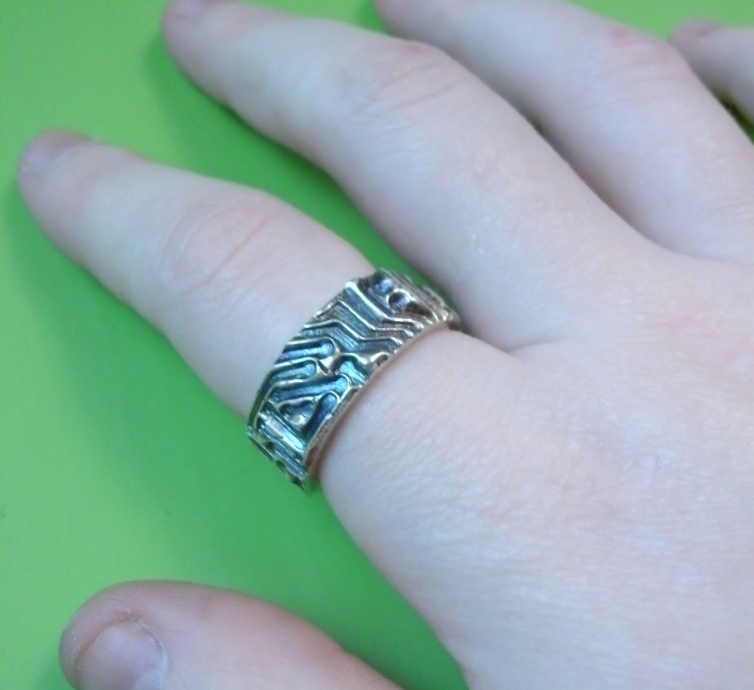 Circuit Board Fine Silver Ring- Cyberpunk Jewelry- Computer Circuit ...