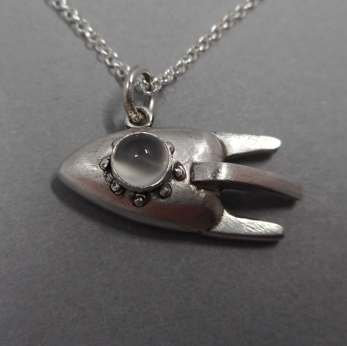 Rocketship Necklace Fine Silver Pendant Spaceship Necklace - Etsy
