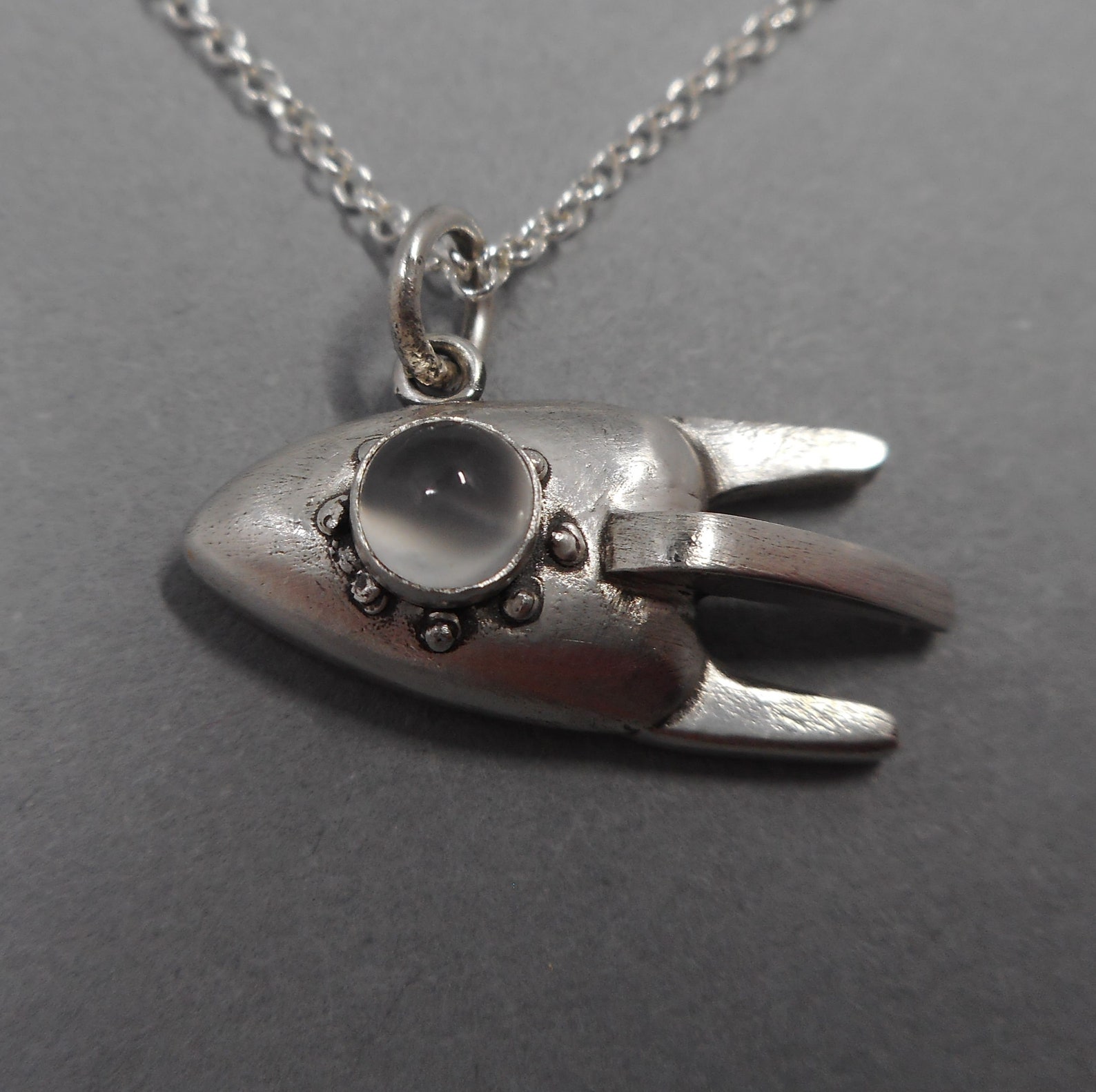 Rocketship Necklace- Fine Silver Pendant- Spaceship Necklace- Sci Fi ...