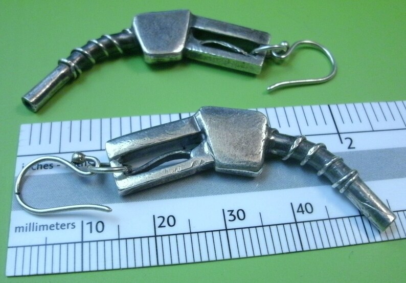 Gas Pump Earrings in Sterling Silver- Petrolhead Gearhead Jewelry ...