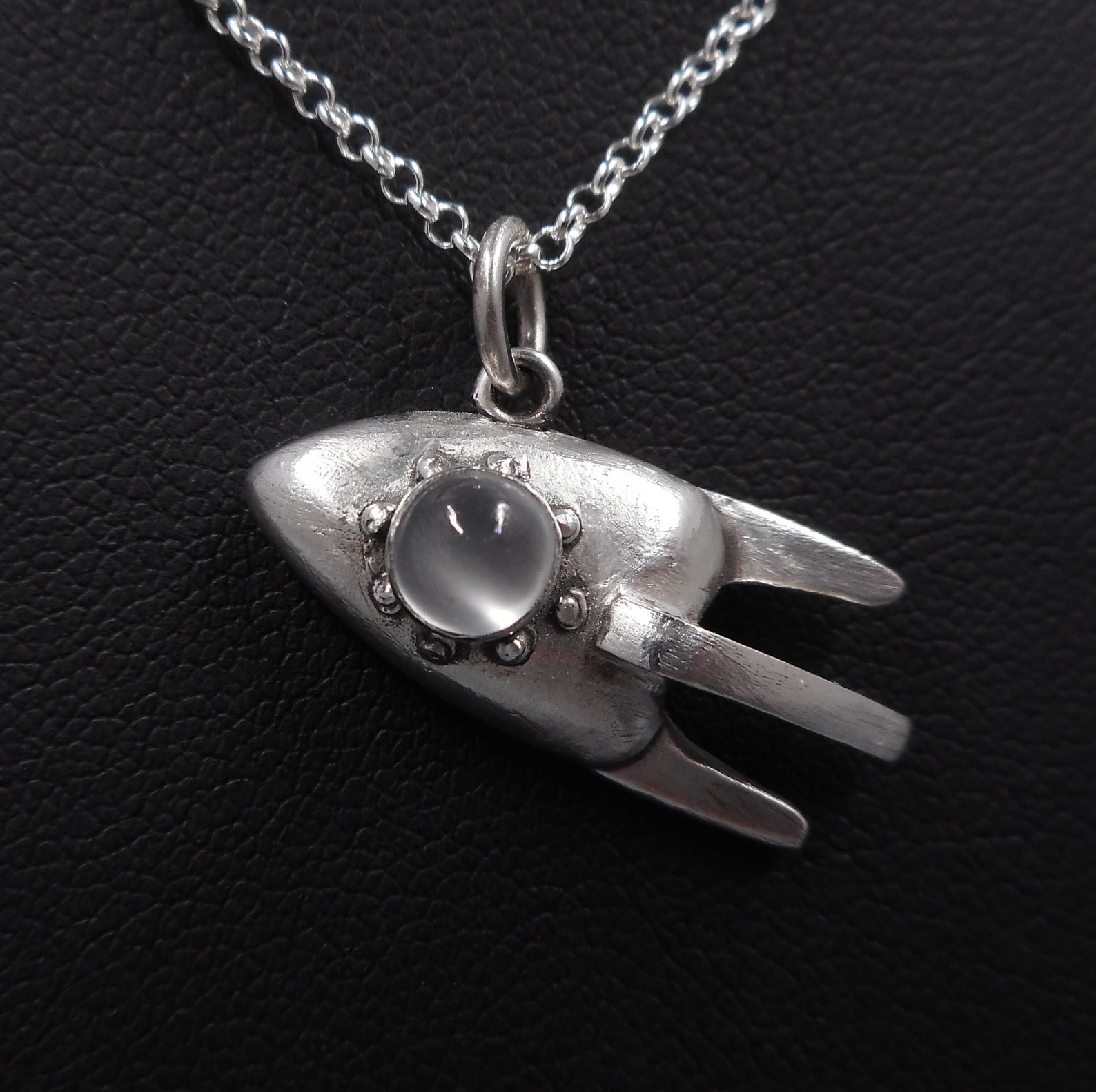 Rocketship Necklace Fine Silver Pendant Spaceship Necklace - Etsy