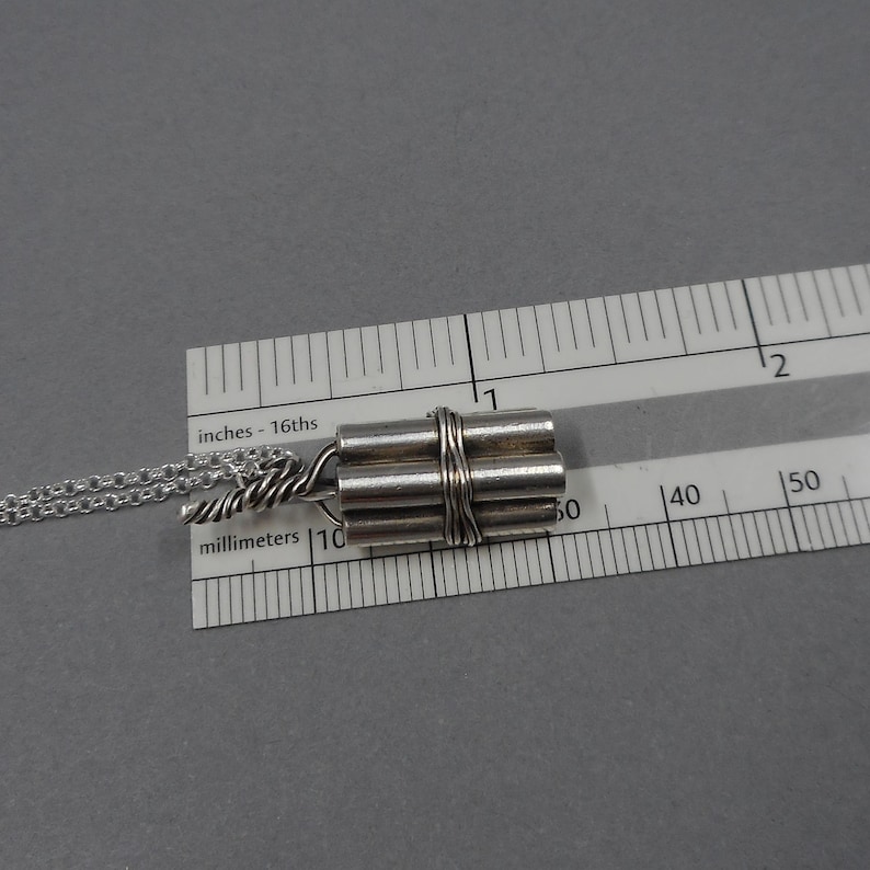 Dynamite Necklace TNT Silver Pendant Demolition Expert PMC Fine Silver ...