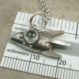Rocketship Necklace Fine Silver Pendant Spaceship Necklace - Etsy
