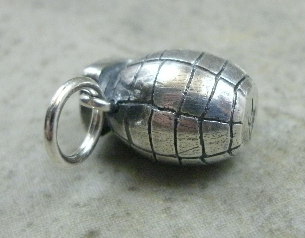 Grenade Fine Silver Charm Industrial Jewelry Steampunk Jewellery ...
