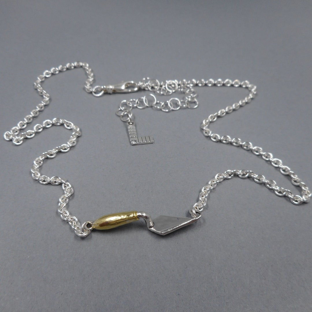 Trowel Necklace in Sterling Silver & 22k Gold- Archaeologist Gift ...