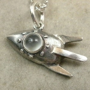Rocketship Necklace Fine Silver Pendant Spaceship Necklace - Etsy