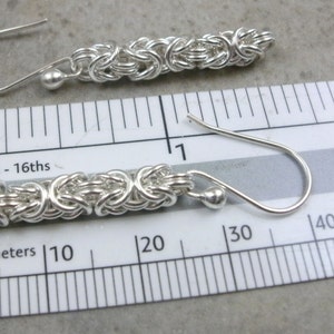 Byzantine Chainmaille Sterling Silver Earrings- Dangle Earrings- Chainmaille Earrings- Byzantine ...
