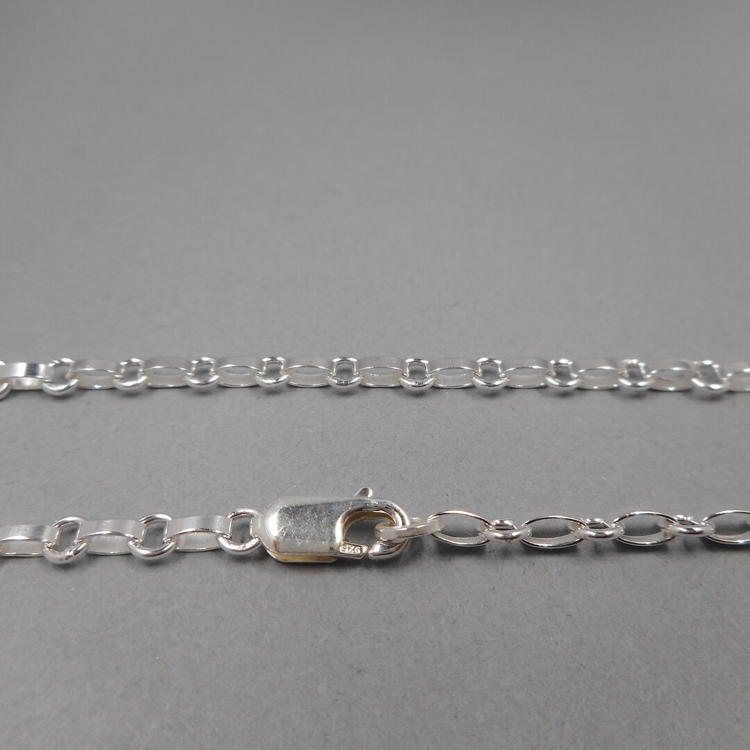 Sterling Silver Chain- 16in (40.6mm) 4mm Long and Short Chain- Lobster ...