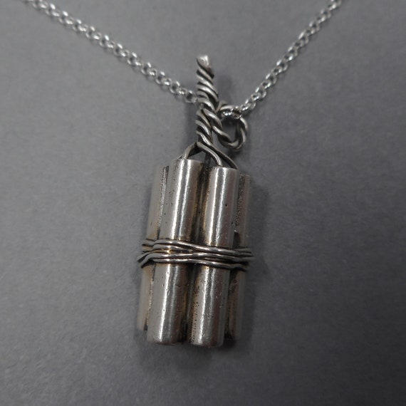 Dynamite Necklace TNT Silver Pendant Demolition Expert PMC - Etsy