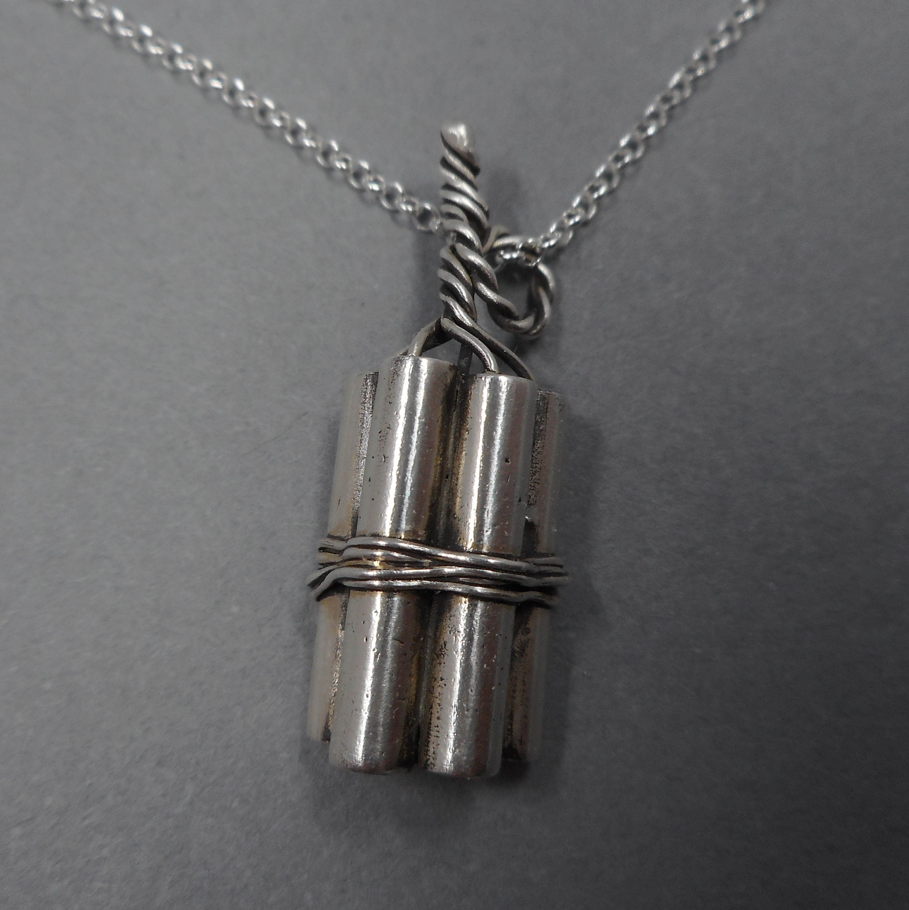 Dynamite Necklace- TNT Silver Pendant- Demolition Expert- PMC Fine ...