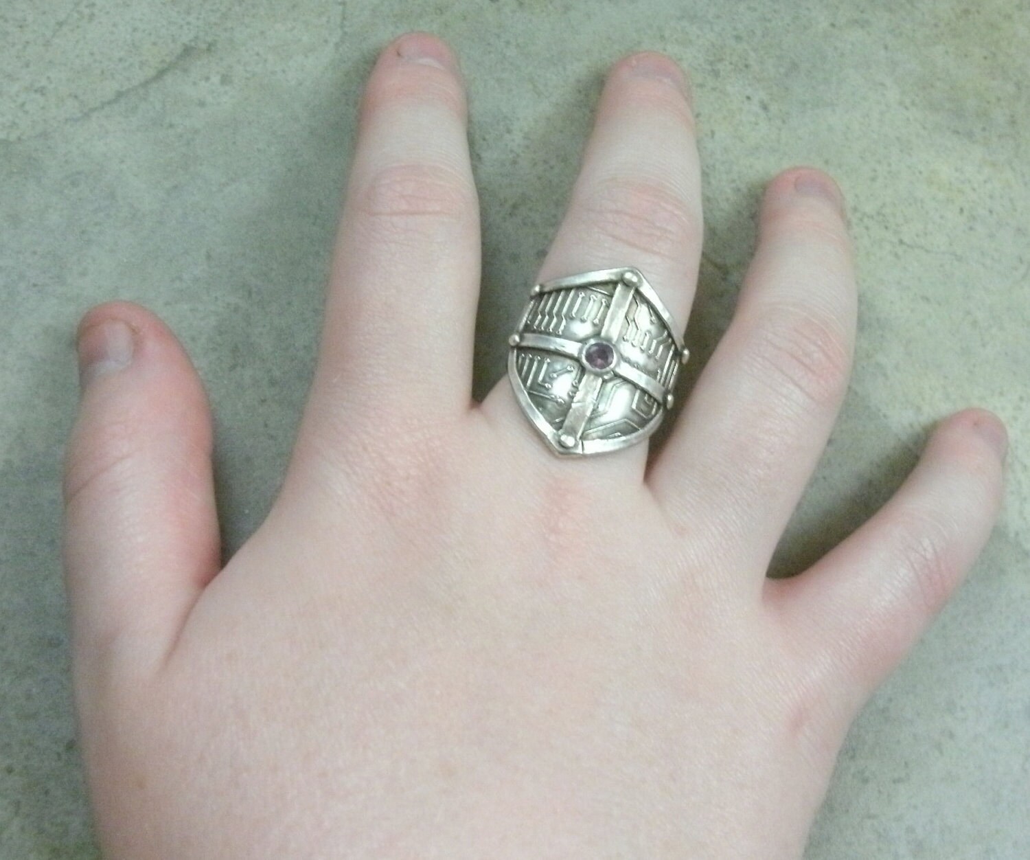 Circuit Board Shield Ring in Fine Silver Cyberpunk Ring - Etsy