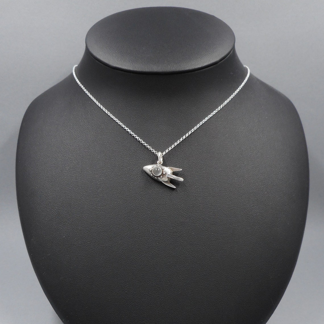 Rocketship Necklace Fine Silver Pendant Spaceship Necklace - Etsy