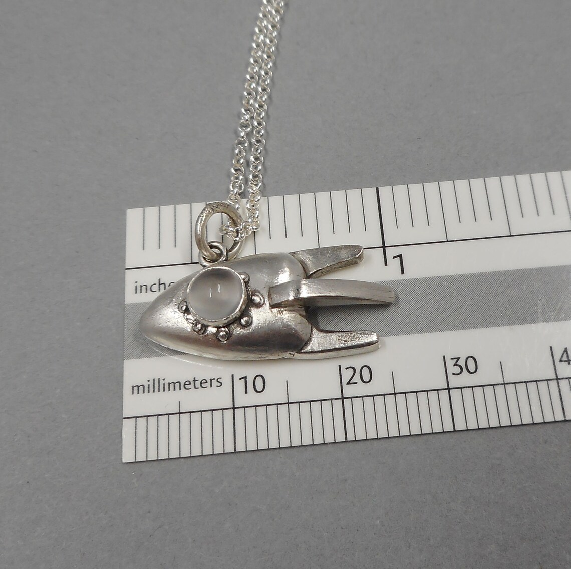 Rocketship Necklace Fine Silver Pendant Spaceship Necklace - Etsy