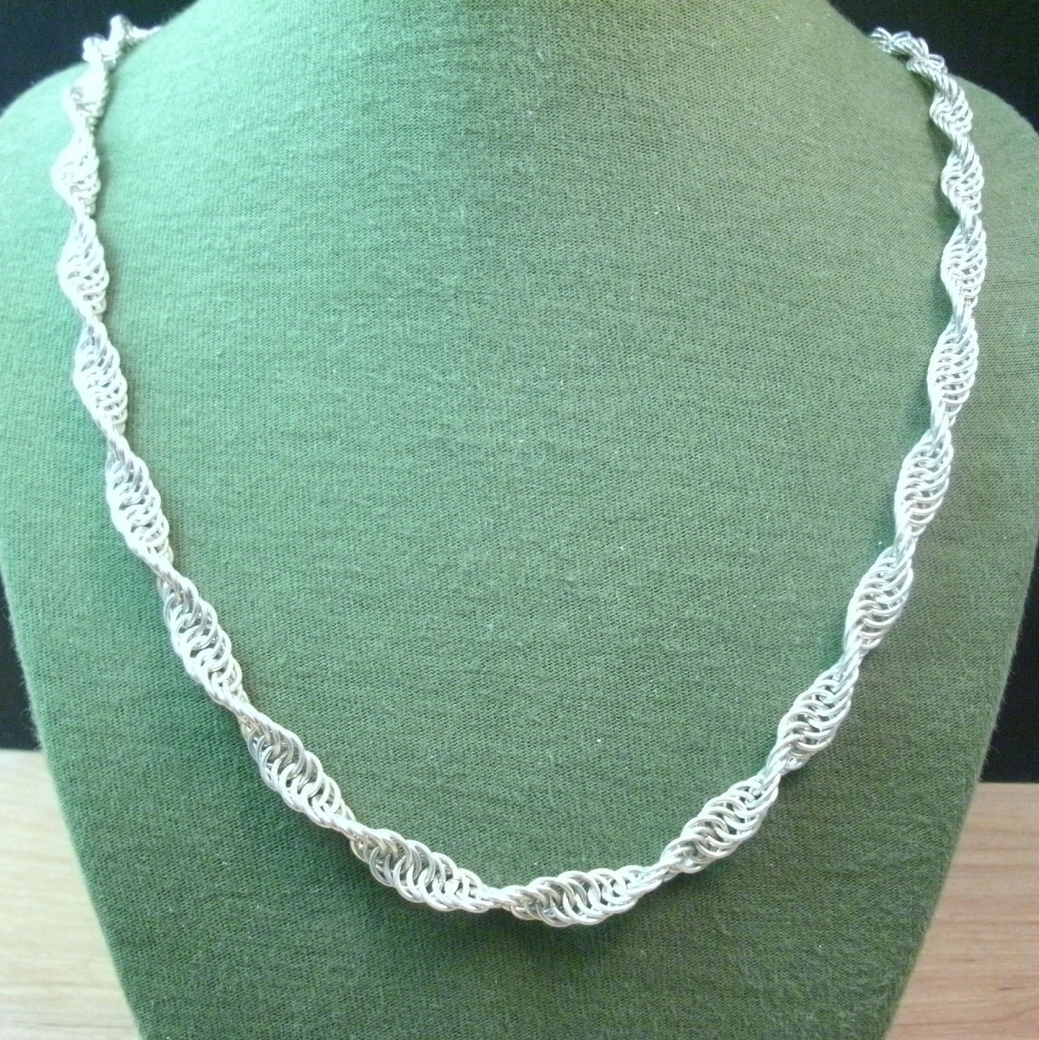 Spiral Chainmaille Sterling Silver Necklace- DNA Jewelry- Sterling ...