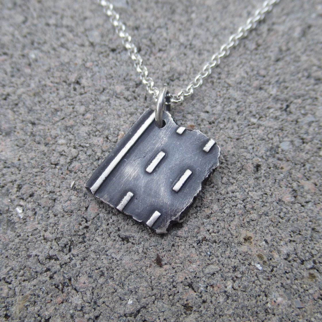 New Driver Gift- Sterling Silver Broken Road Pendant- Automotive ...
