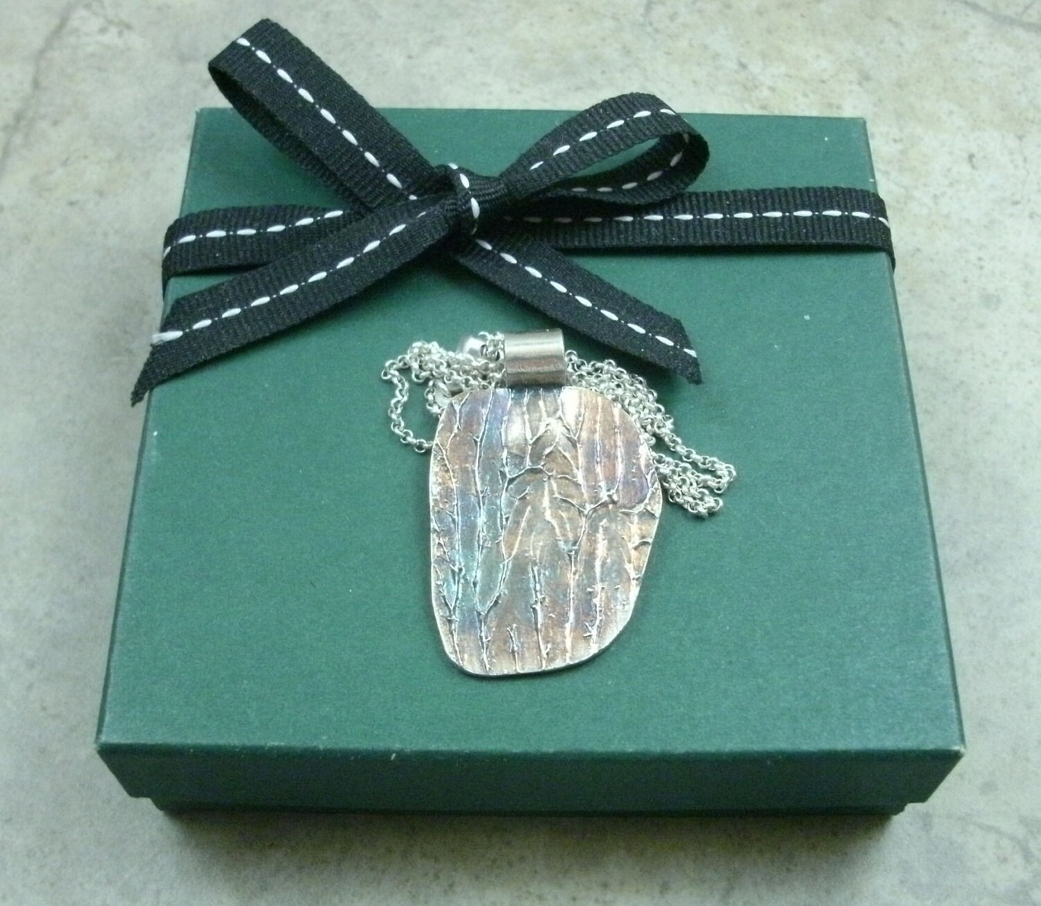 Organic Tree Pendant in Fine Silver- OOAK Necklace- Plant Parent- Dark ...