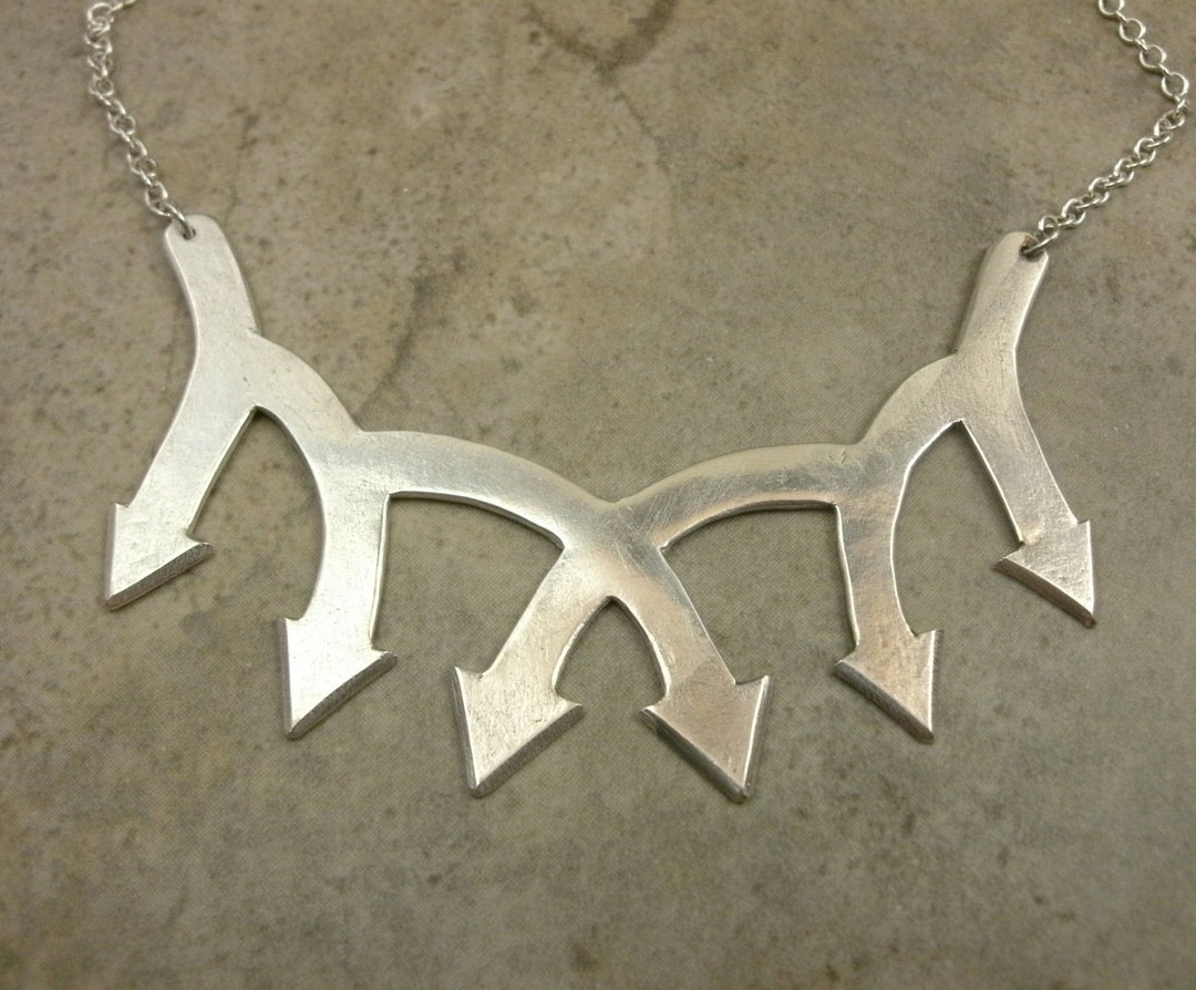 Fine Silver Arrow Necklace- Bold Necklace- Tattoo Choker- PMC Fine ...