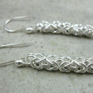 Byzantine Chainmaille Sterling Silver Earrings- Dangle Earrings- Chainmaille Earrings- Byzantine ...