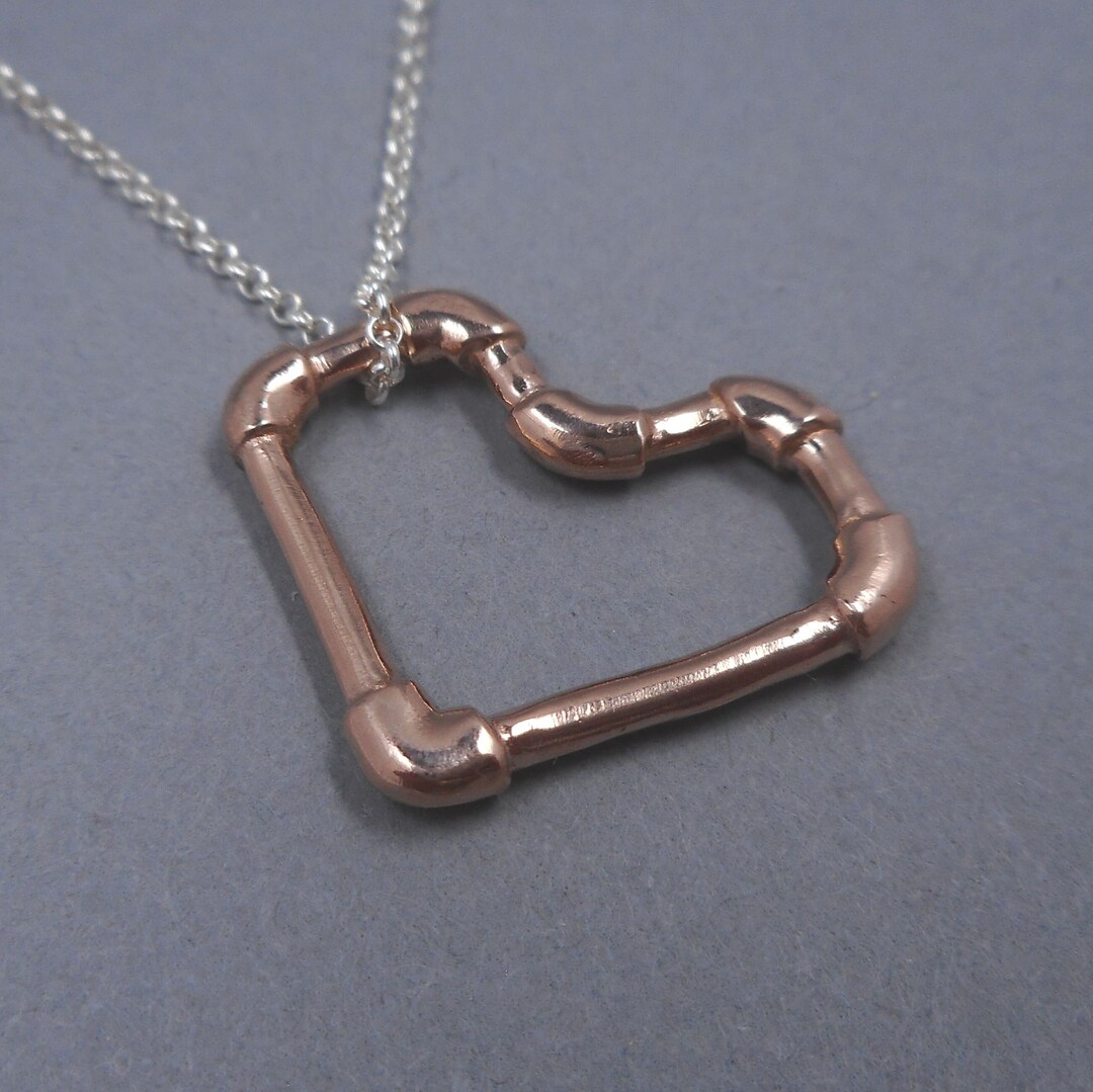 Small Pipe Fitting Heart Pendant in Pink or Sterling Silver- Valentine ...