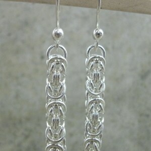 Byzantine Chainmaille Sterling Silver Earrings- Dangle Earrings- Chainmaille Earrings- Byzantine ...
