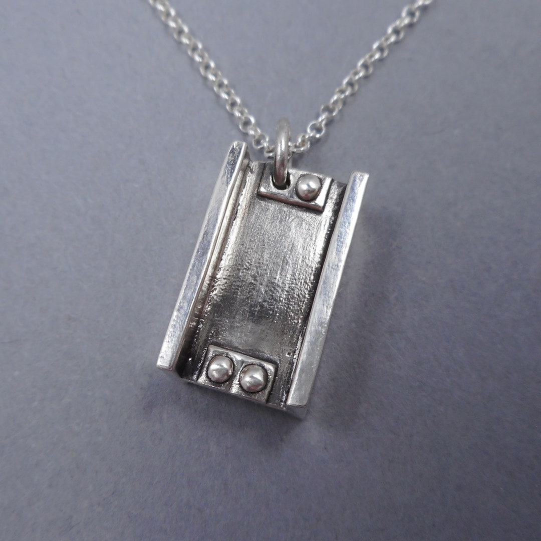 I Beam Pendant- Sterling Silver Industrial Necklace- Industrial Jewelry ...