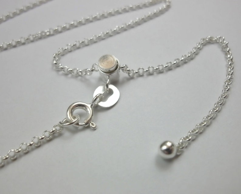 Sterling Silver Chain- 22inch 55.88cm Long- Fully Adjustable Necklace ...