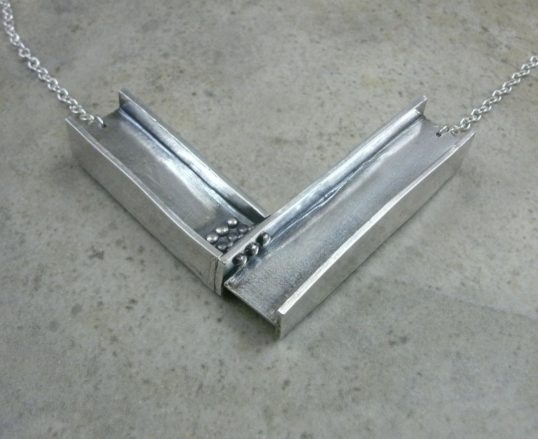 I Beam Fine Silver Necklace- Industrial Jewelry- Urban Necklace ...