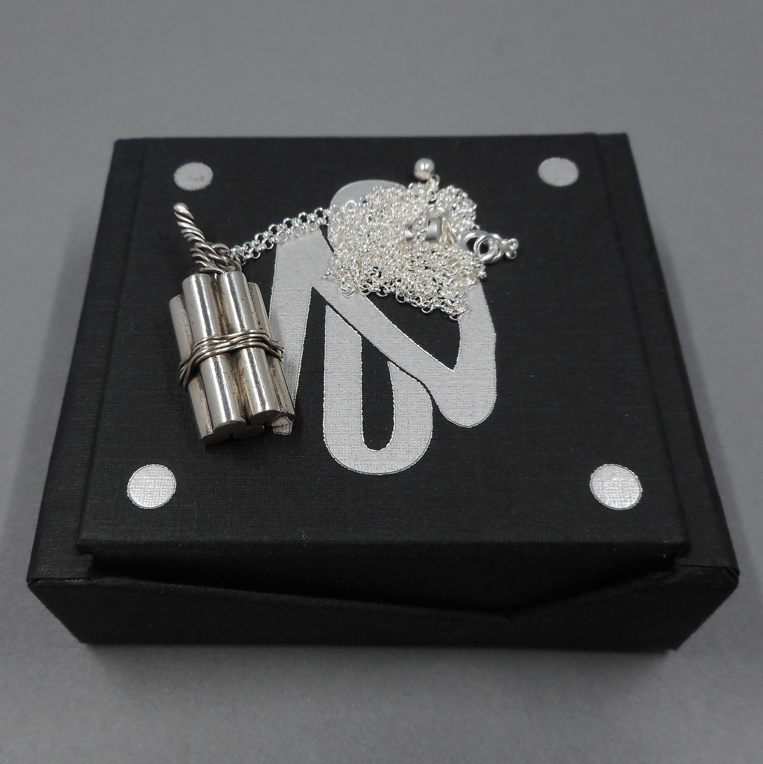 Dynamite Necklace TNT Silver Pendant Demolition Expert PMC Fine Silver ...