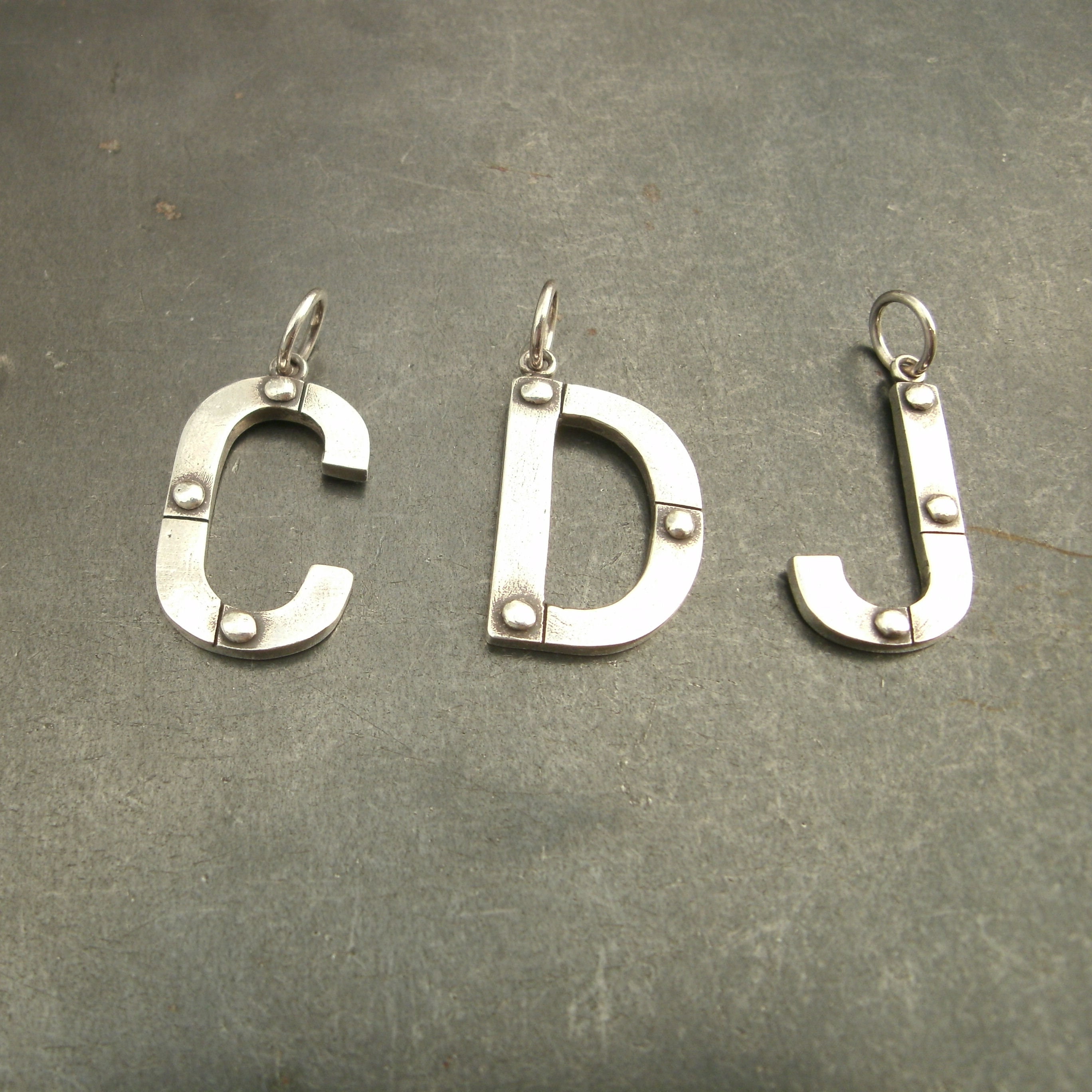 Initial Necklace Fine Silver Jewelry- Bold Font Letter Pendant ...