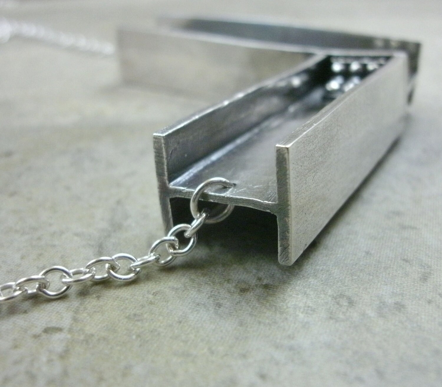 I Beam Fine Silver Necklace- Industrial Jewelry- Urban Necklace ...