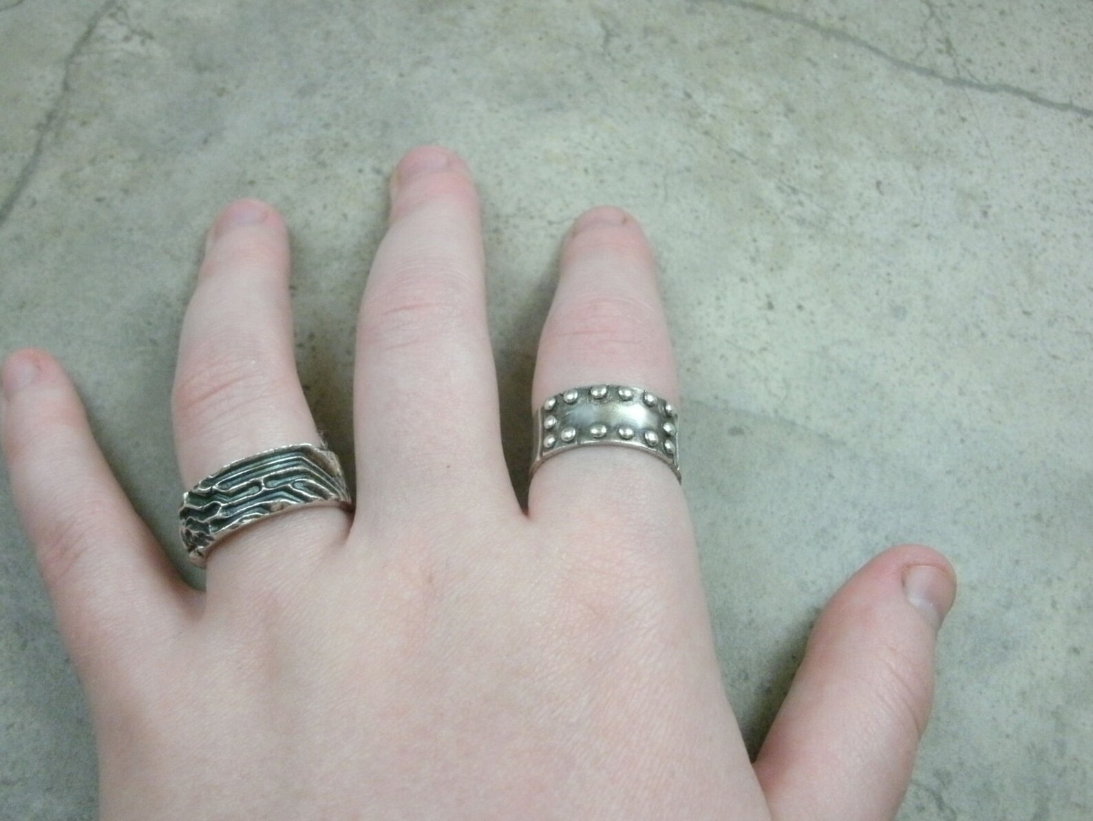 Riveted Metal Plate Ring in Fine Silver- Steel Plate- Rivets- Wedding ...