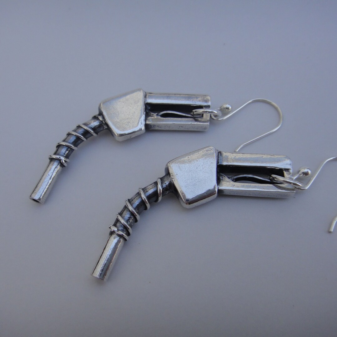 Gas Pump Earrings in Sterling Silver- Petrolhead Gearhead Jewelry ...