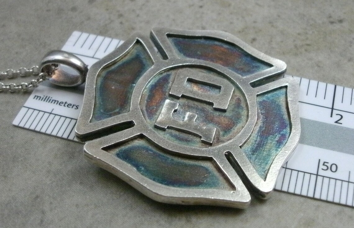 Fire Fighter Pendant in Fine Silver Personalized Gift - Etsy