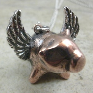 Flying Pig Fine Silver & Copper Necklace- When Pigs Fly Jewelry- Wing ...