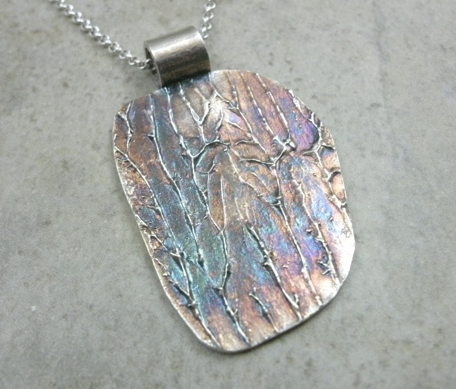 Organic Tree Pendant in Fine Silver- OOAK Necklace- Plant Parent- Dark ...