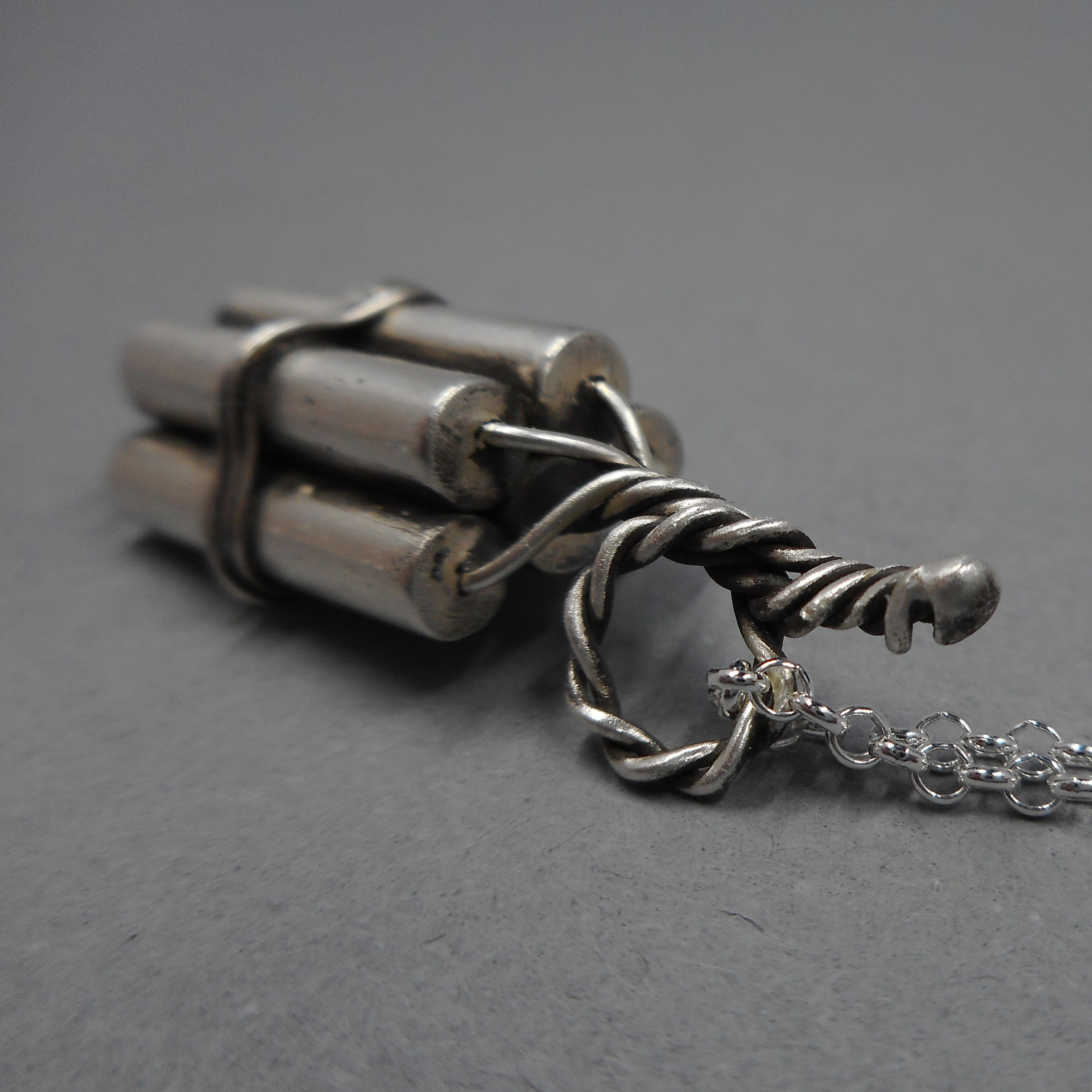 Dynamite Necklace- TNT Silver Pendant- Demolition Expert- PMC Fine ...