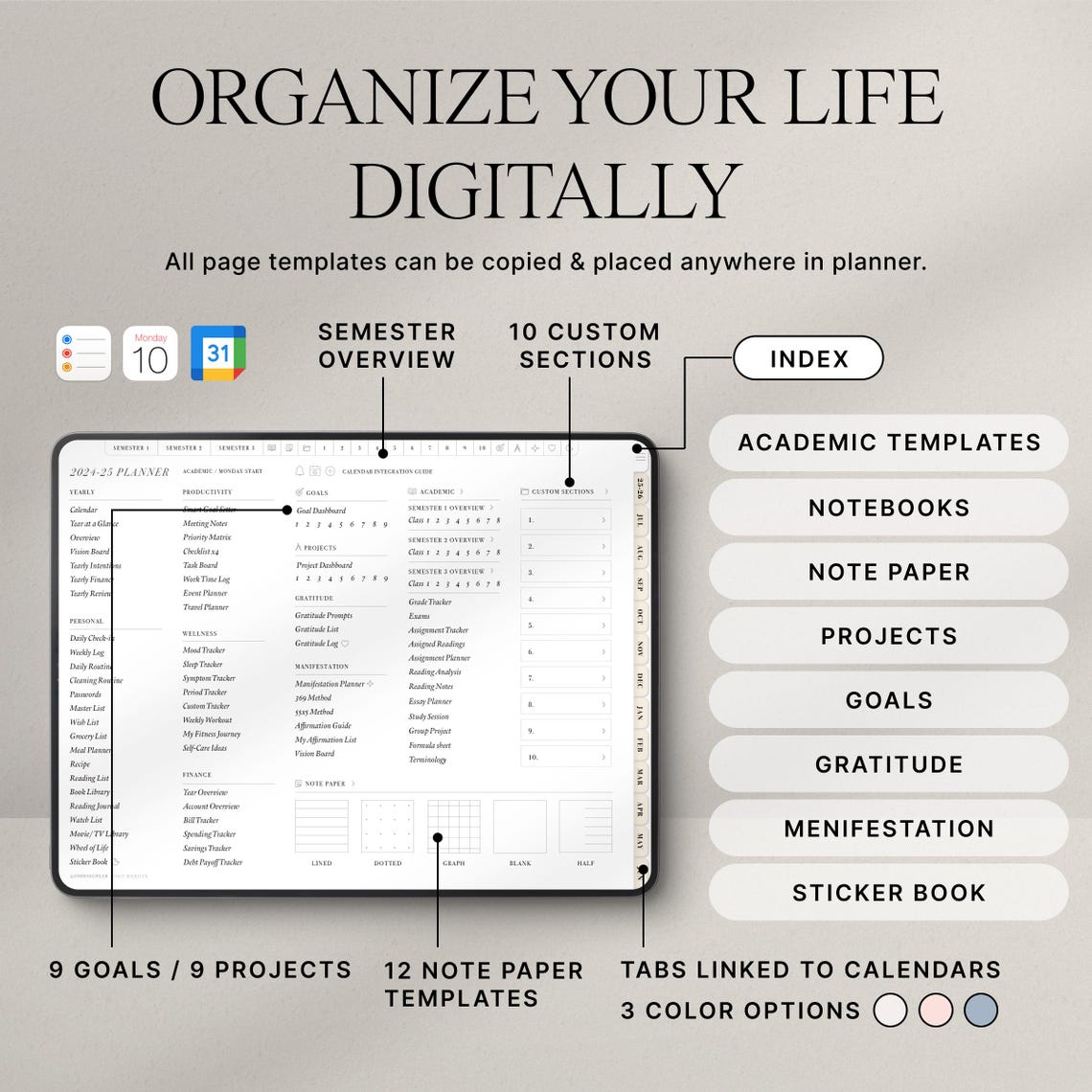 2025-2026 Digital Academic Planner: Goodnotes, Ipad, Ios Shortcut ...
