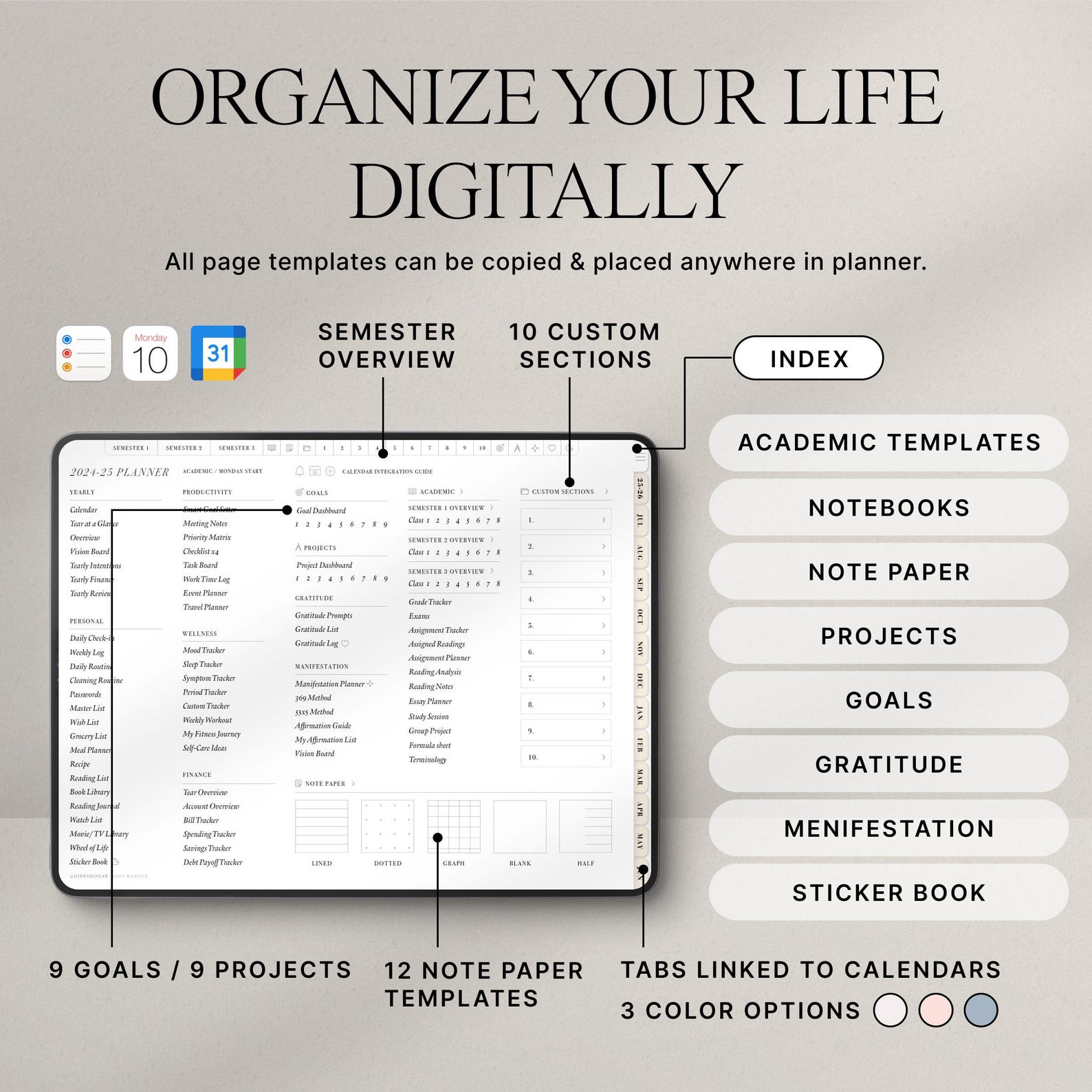 2025-2026 Digital Academic Planner: Goodnotes, Ipad, Ios Shortcut ...