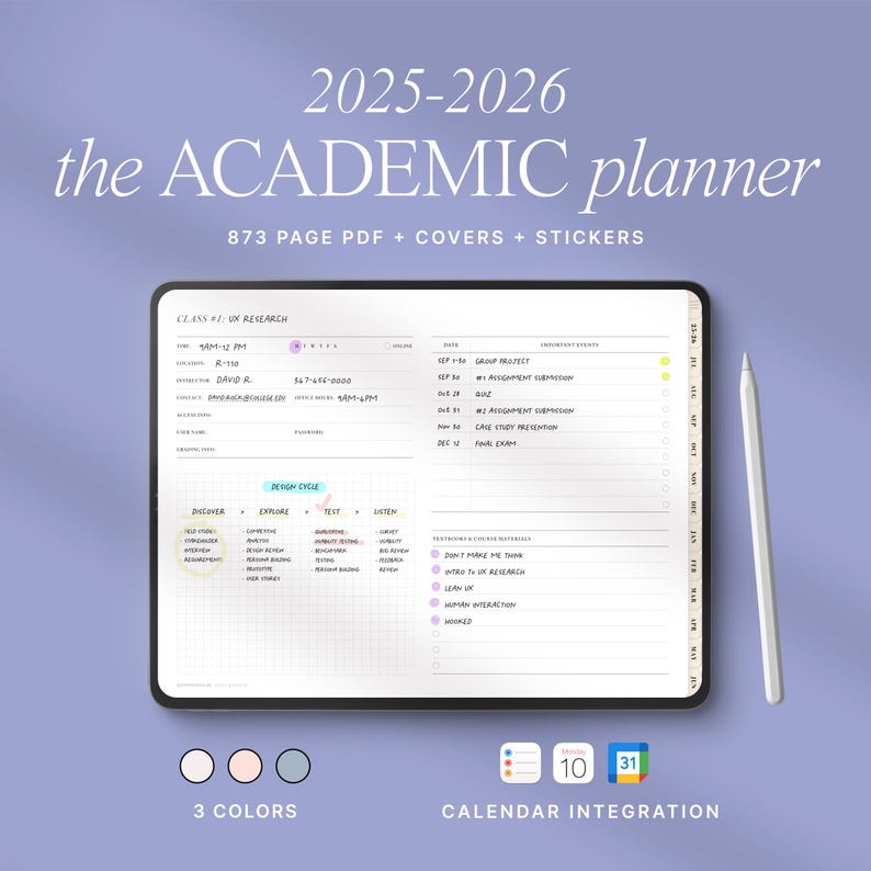 2025-2026 Digital Academic Planner: Goodnotes, Ipad, Ios Shortcut ...