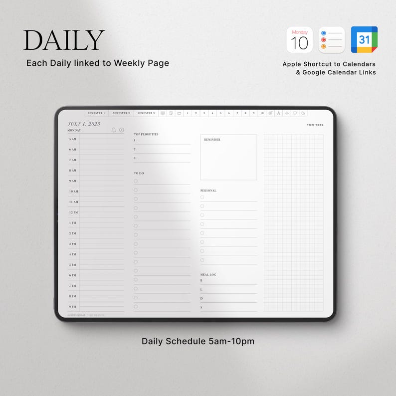 2025-2026 Digital Academic Planner: Goodnotes, Ipad, Ios Shortcut ...