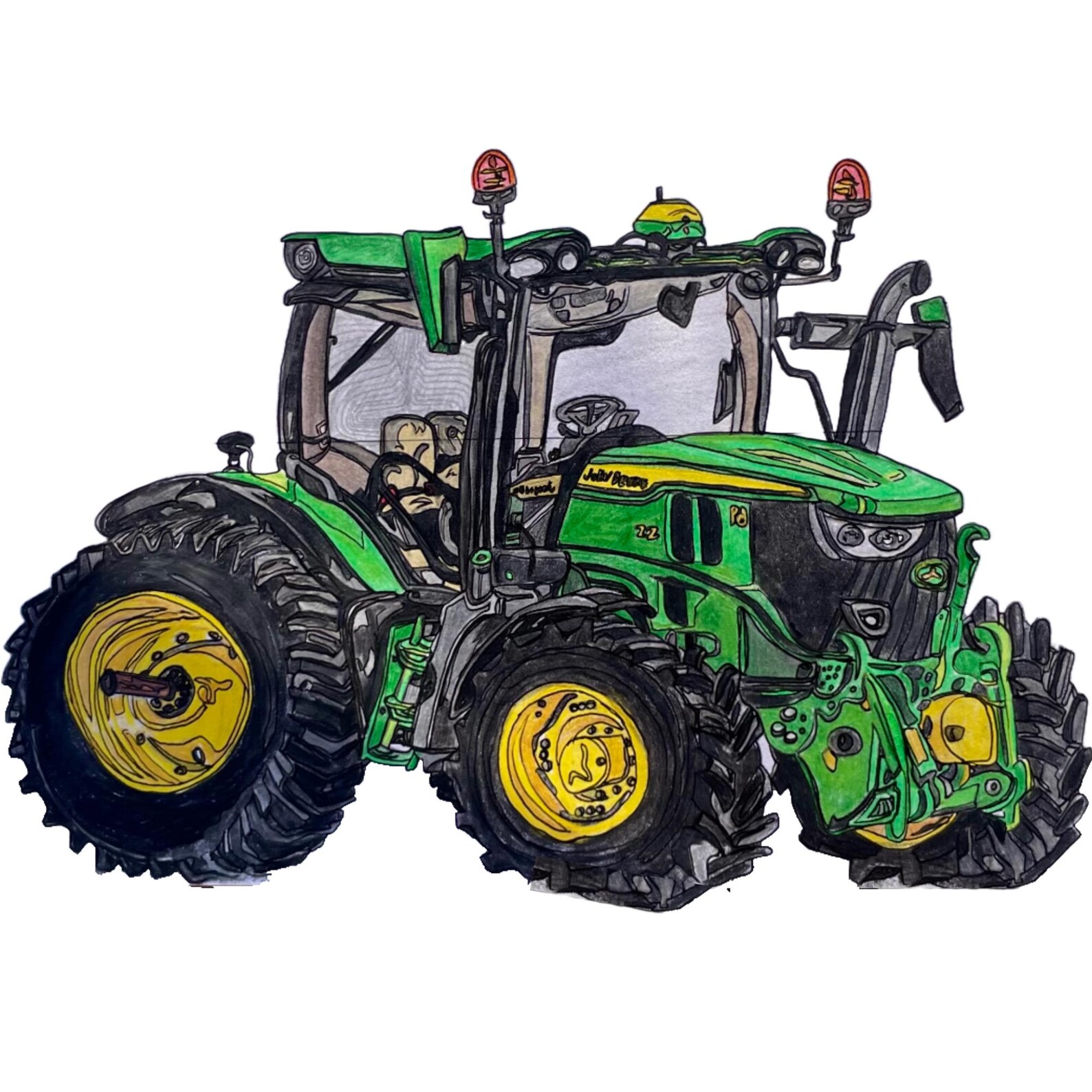 Hand Drawn Tractor Print - Etsy