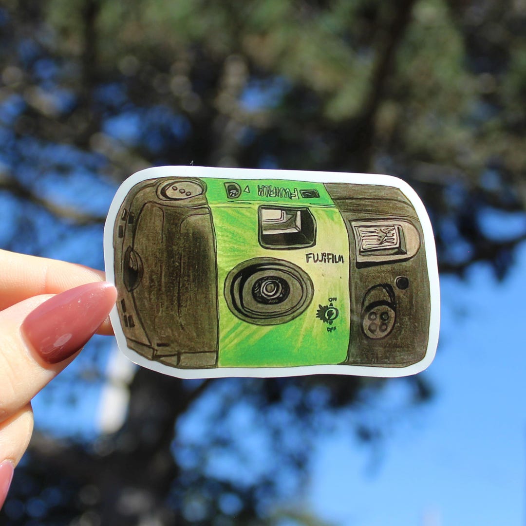 Hand Drawn Disposable Camera Vinyl Sticker | Nostalgic Decal for ...