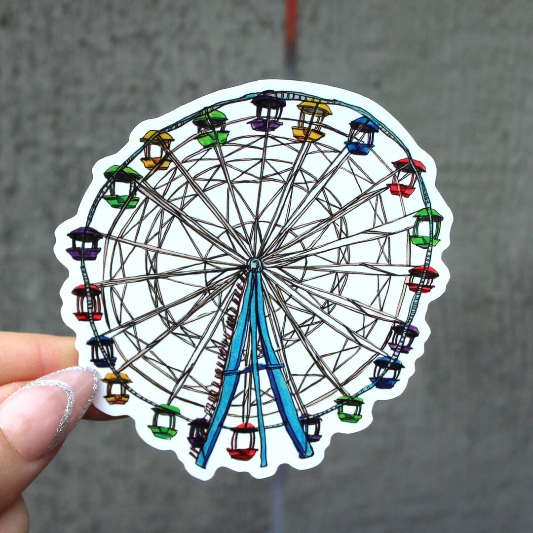 Hand Drawn Ferris Wheel Vinyl Sticker | Amusement Park Decal - Etsy