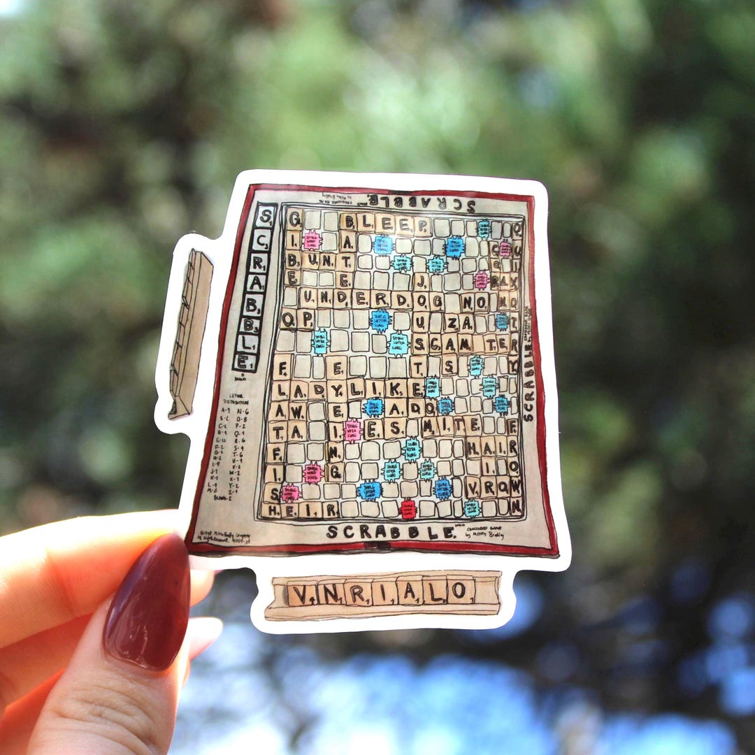 Hand Drawn Scrabble Vinyl Sticker | Decal for Board Game Lovers - Etsy