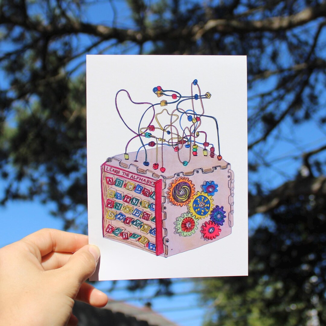 Hand Drawn Bead Maze Box Art Print | Retro & Nostalgic Illustration - Etsy