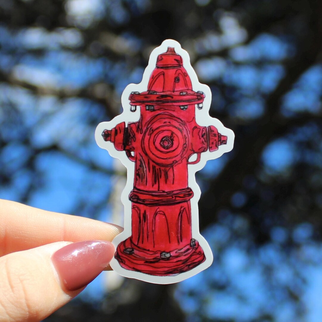 Hand Drawn Fire Hydrant Vinyl Sticker | Gift for Firefighter - Etsy