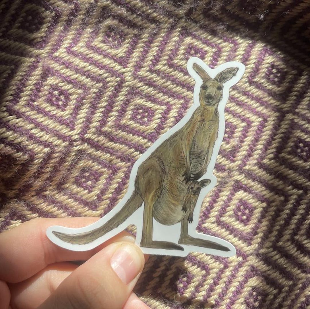 Waterproof Hand Drawn Kangaroo Sticker - Etsy