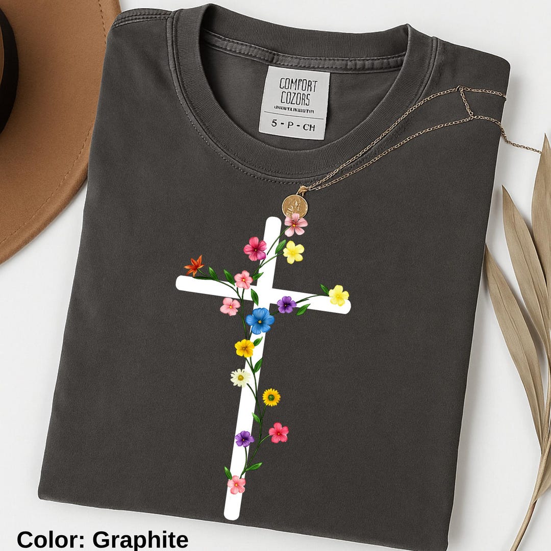 Comfort Colors Floral Cross Shirt, Christian Faith Tee - Etsy