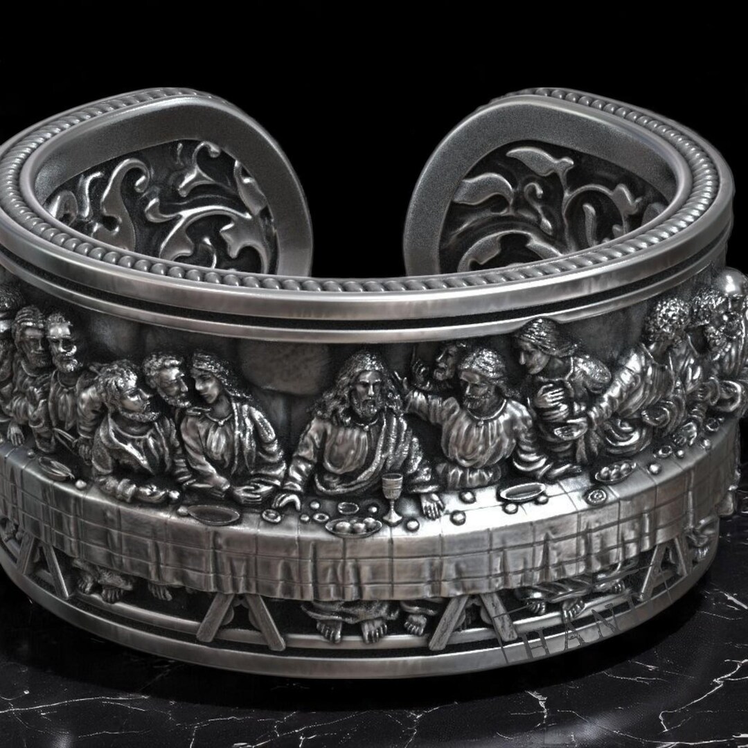 Sterling Silver Last Supper Cuff Ring – Religious Christian Jewelry ...
