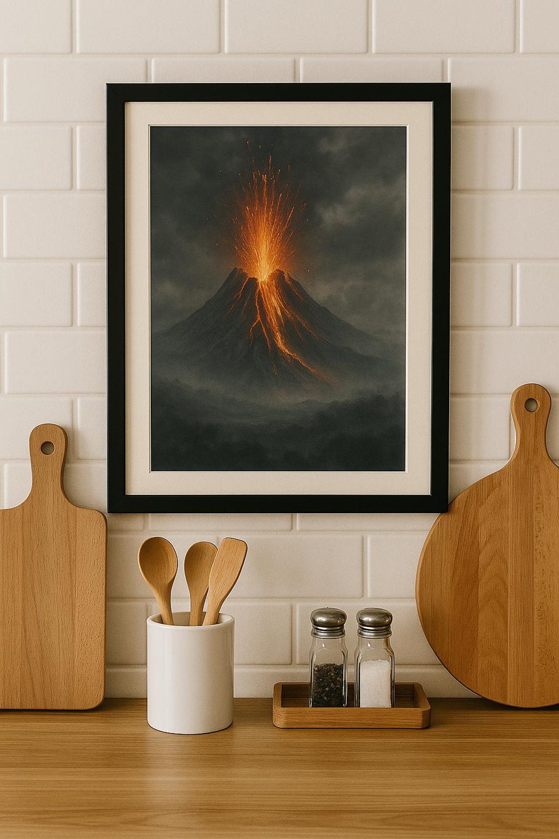 Volcano Eruption Wall Art – Misty Mountain Printable | Dramatic Lava ...